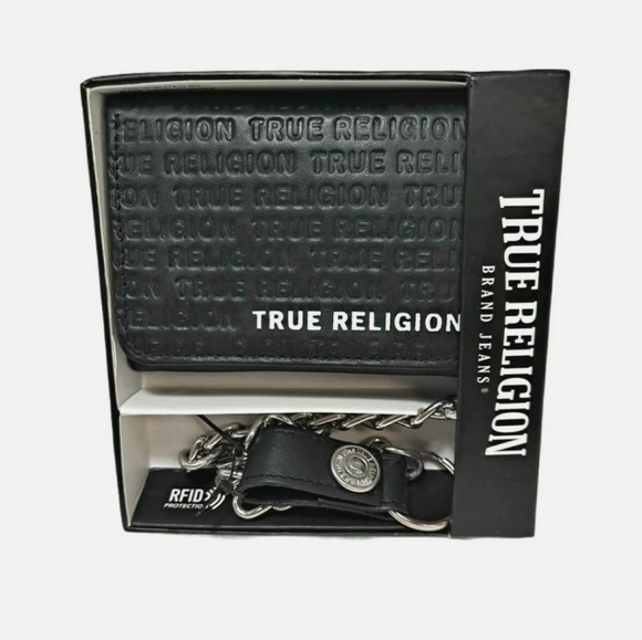 True Religion | Accessories | True Religion Trifold Leather Wallet With ...